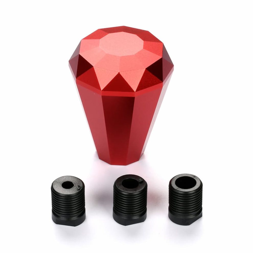 Universal Manual Aluminum Diamond Gear Shift Knob Red | Coolshiftknob