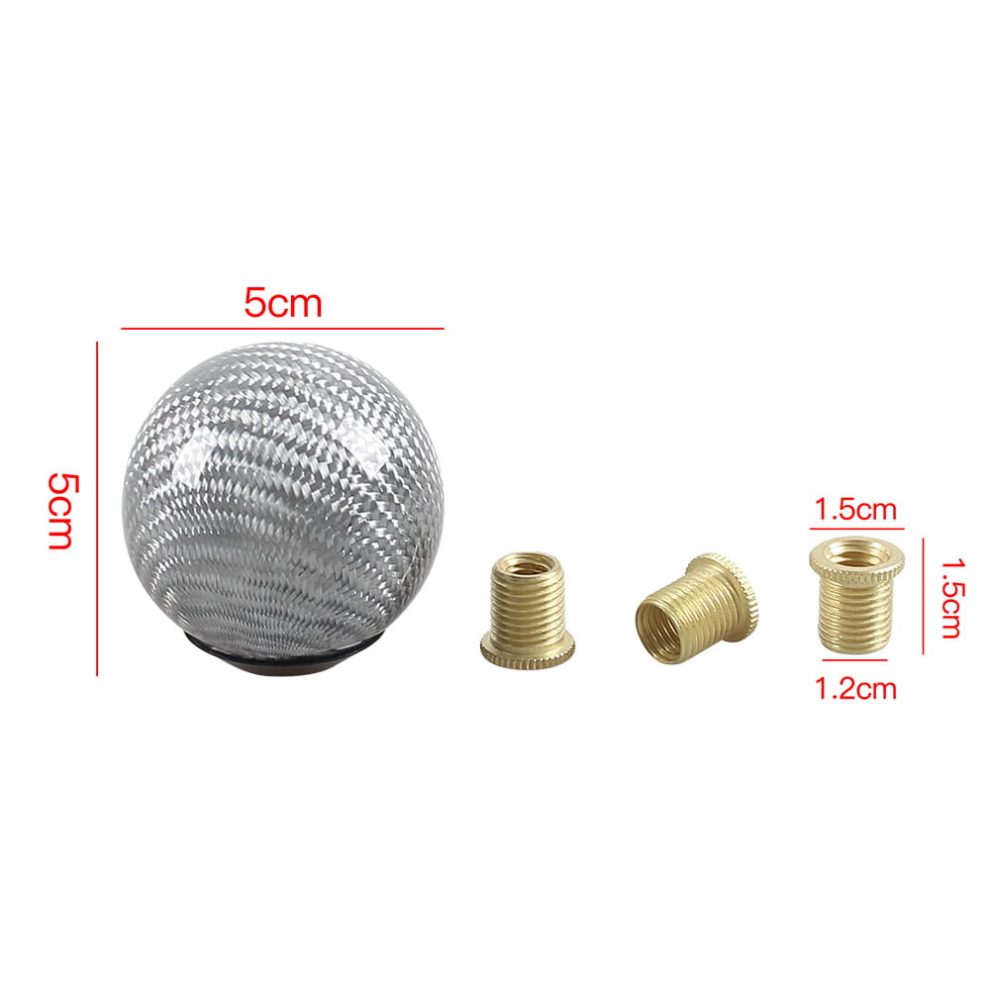 Custom Universal Silver Carbon Fiber Ball Gear Shift Knob | Coolshiftknob