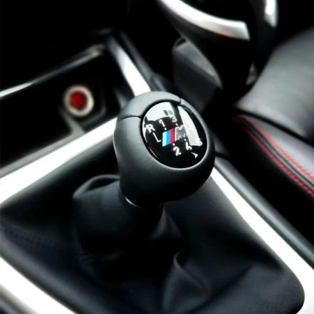 Black Leather Round BMW Manual Shift Knob M Logo | Coolshiftknobs