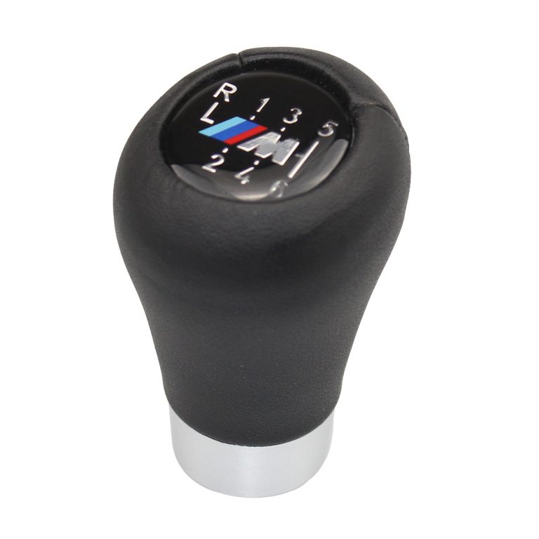 Black Leather Round BMW Manual Shift Knob M Logo | Coolshiftknobs