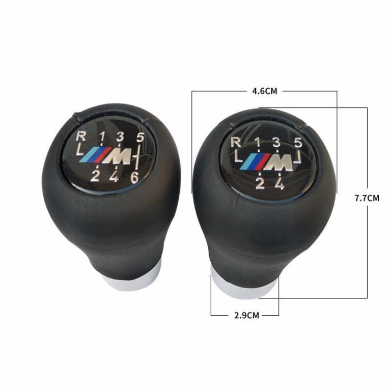 Black Leather Round BMW Manual Shift Knob M Logo | Coolshiftknobs