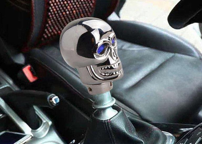 Silver Chrome Metal Skull Shift Knob with Led Lights Eyes | Coolshiftknobs