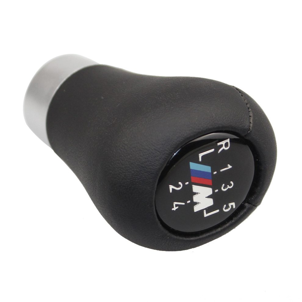 Black Leather Round BMW Manual Shift Knob M Logo | Coolshiftknobs