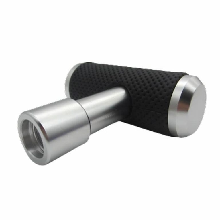 Heavy Weighted Leather Custom T Handle Shifter Knob Silver | Coolshiftknob